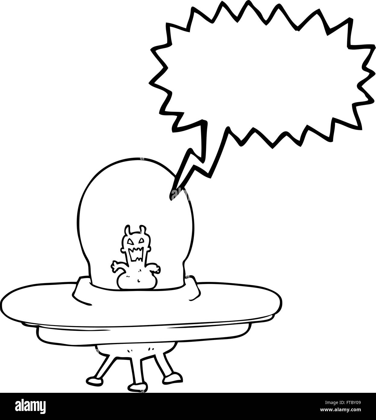 freehand drawn speech bubble cartoon alien spaceship Stock Vector Image ...