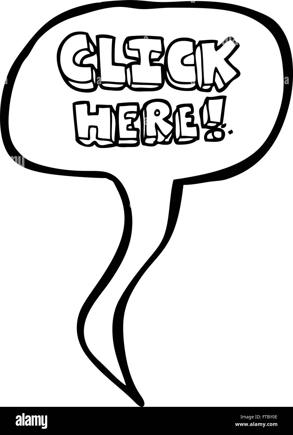 freehand drawn speech bubble cartoon click here word symbol Stock ...