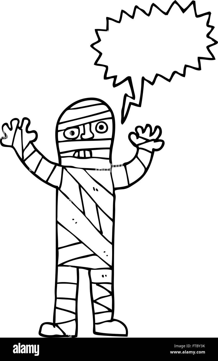 freehand drawn speech bubble cartoon bandaged mummy Stock Vector Image ...