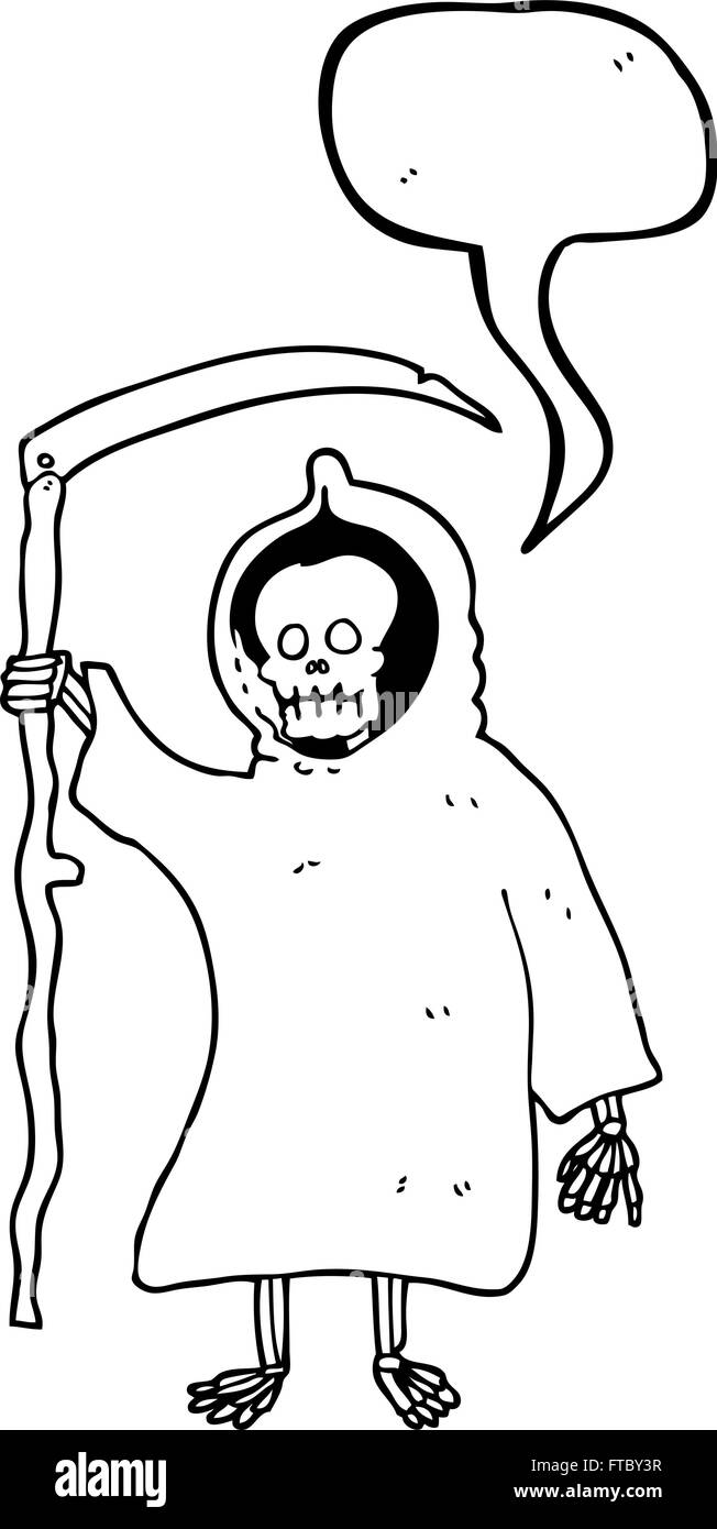freehand drawn speech bubble cartoon spooky death figure Stock Vector ...