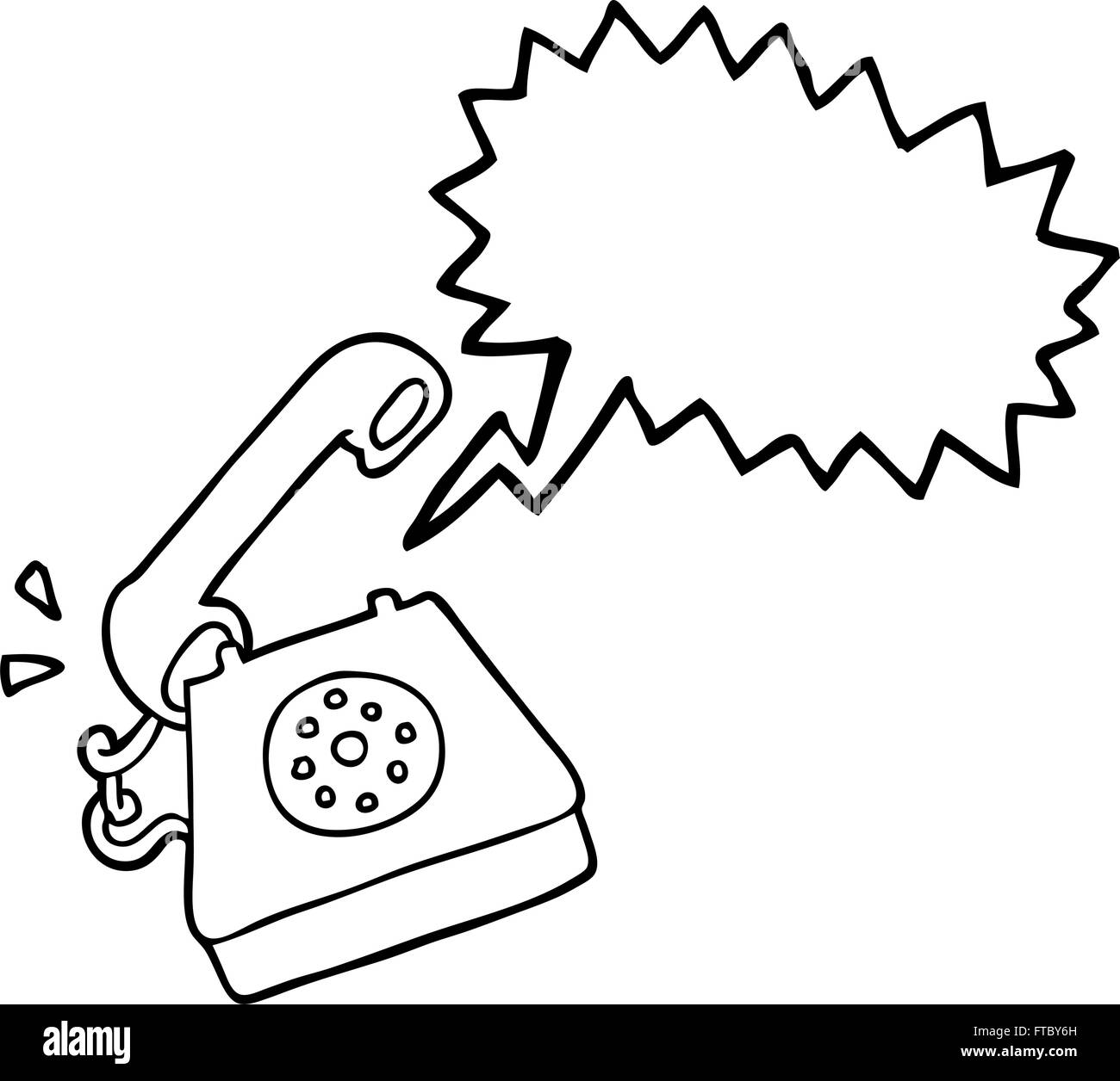 Cartoon ringing telephone bubble Black and White Stock Photos & Images ...
