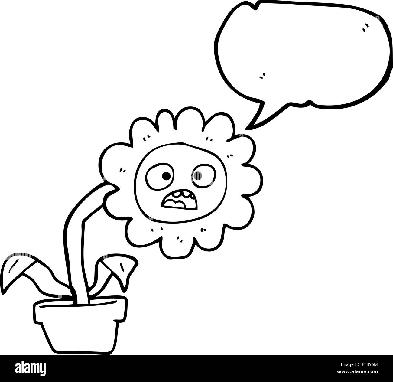 freehand drawn speech bubble cartoon sad flower Stock Vector Image ...