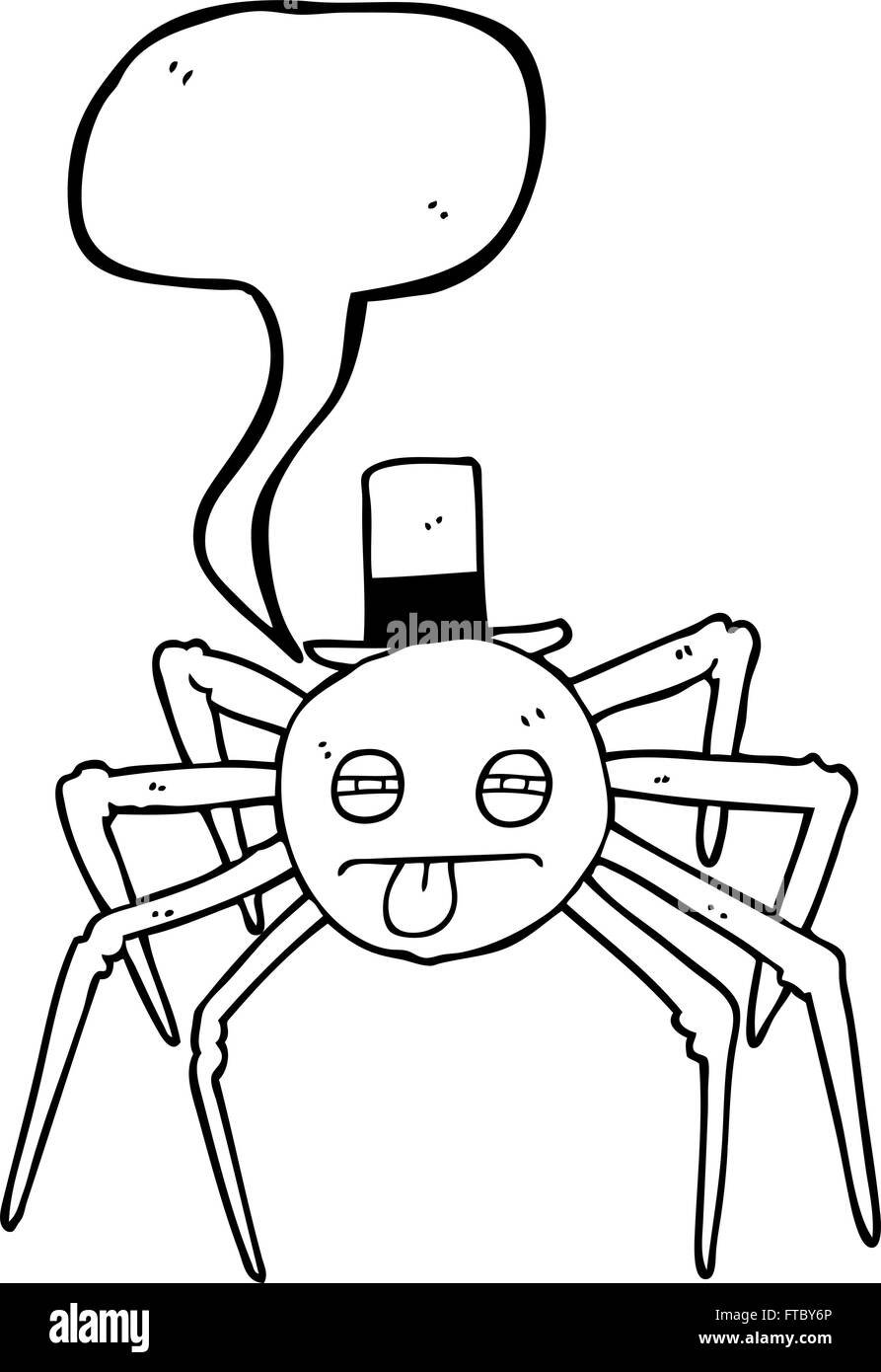 freehand drawn speech bubble cartoon halloween spider in top hat Stock ...