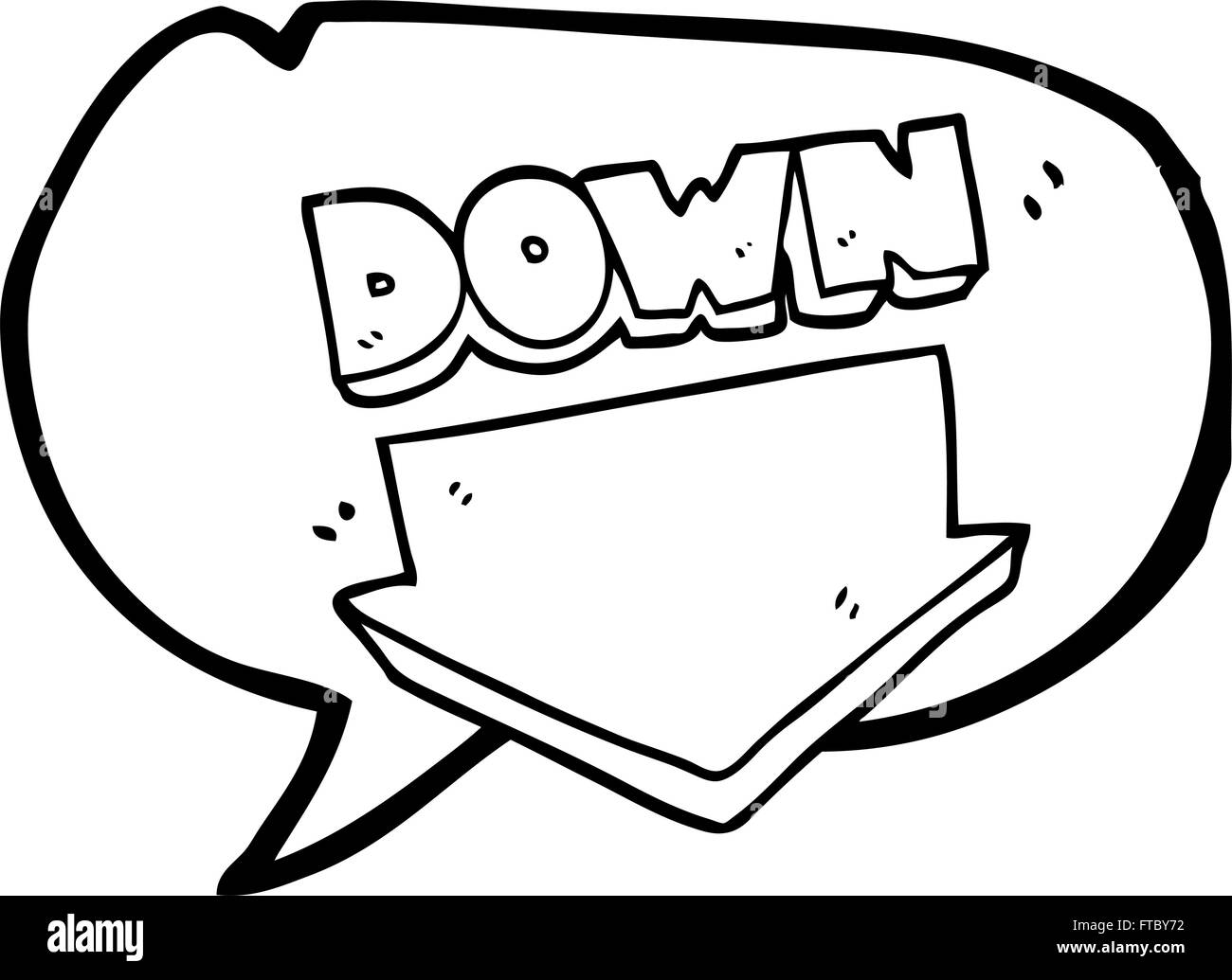 freehand drawn speech bubble cartoon down arrow symbol Stock Vector ...