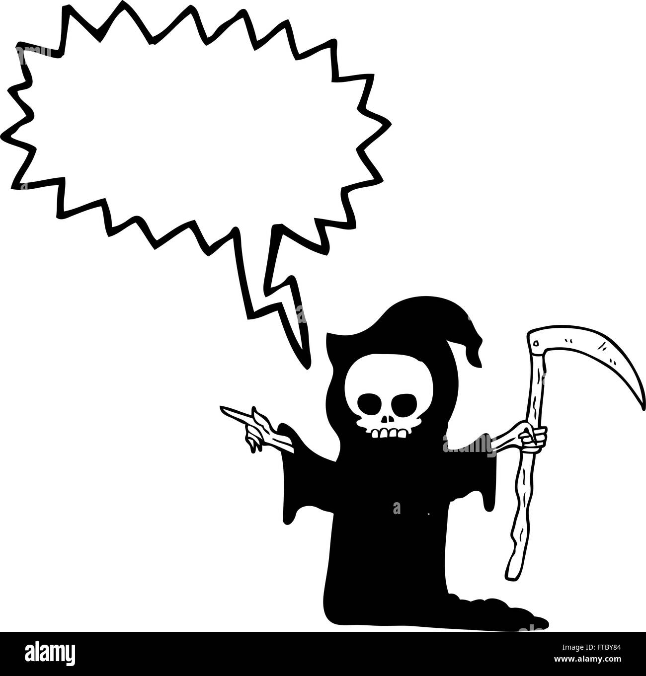 freehand drawn speech bubble cartoon death with scythe Stock Vector ...