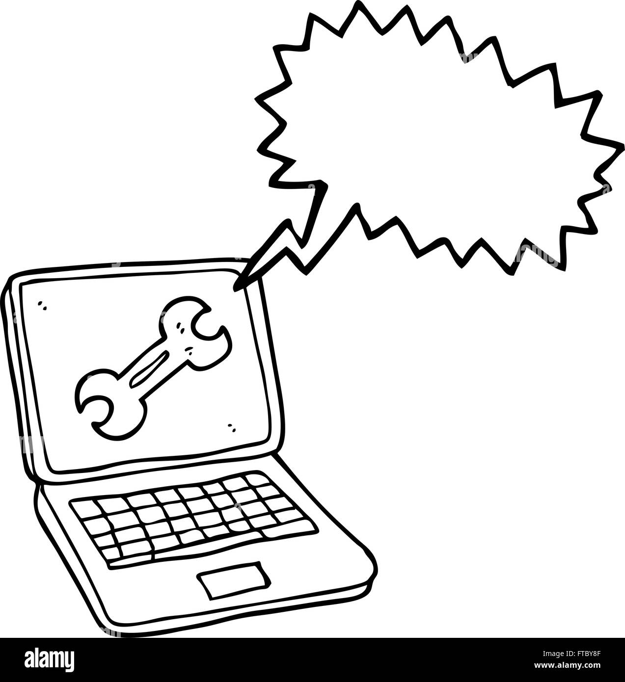 freehand drawn speech bubble cartoon laptop computer with fix screen ...