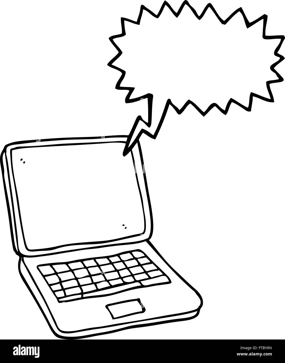 freehand drawn speech bubble cartoon laptop computer Stock Vector Image ...