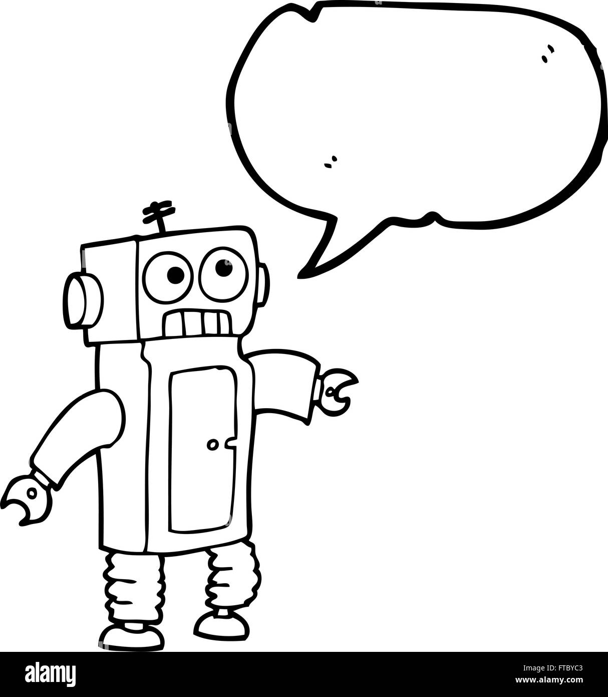 freehand drawn speech bubble cartoon robot Stock Vector Image & Art - Alamy