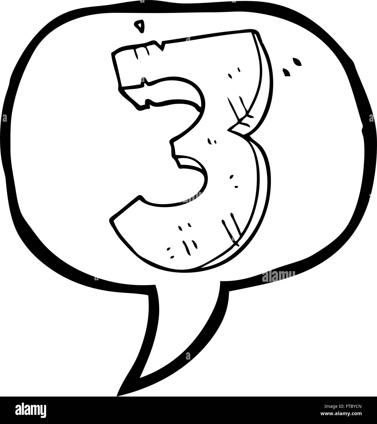 freehand drawn speech bubble cartoon stone number three Stock Vector ...