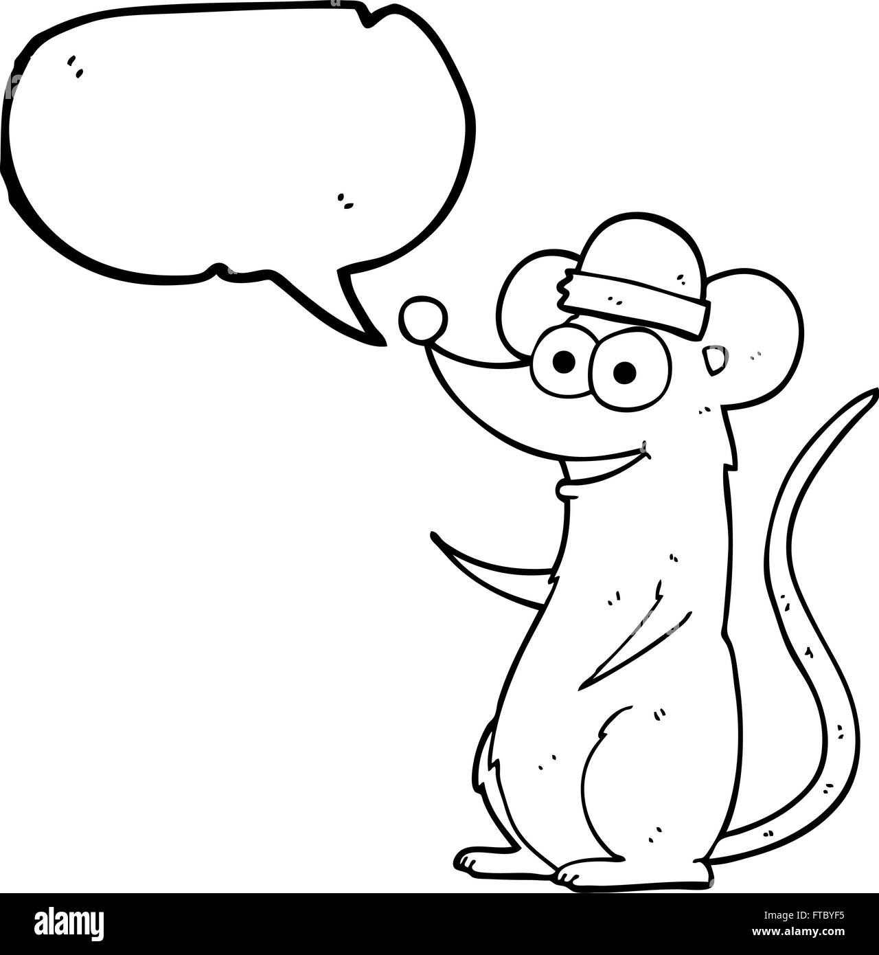 freehand drawn speech bubble cartoon happy mouse Stock Vector Image ...