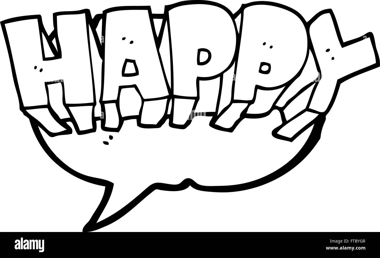 freehand drawn speech bubble cartoon word happy Stock Vector Image ...