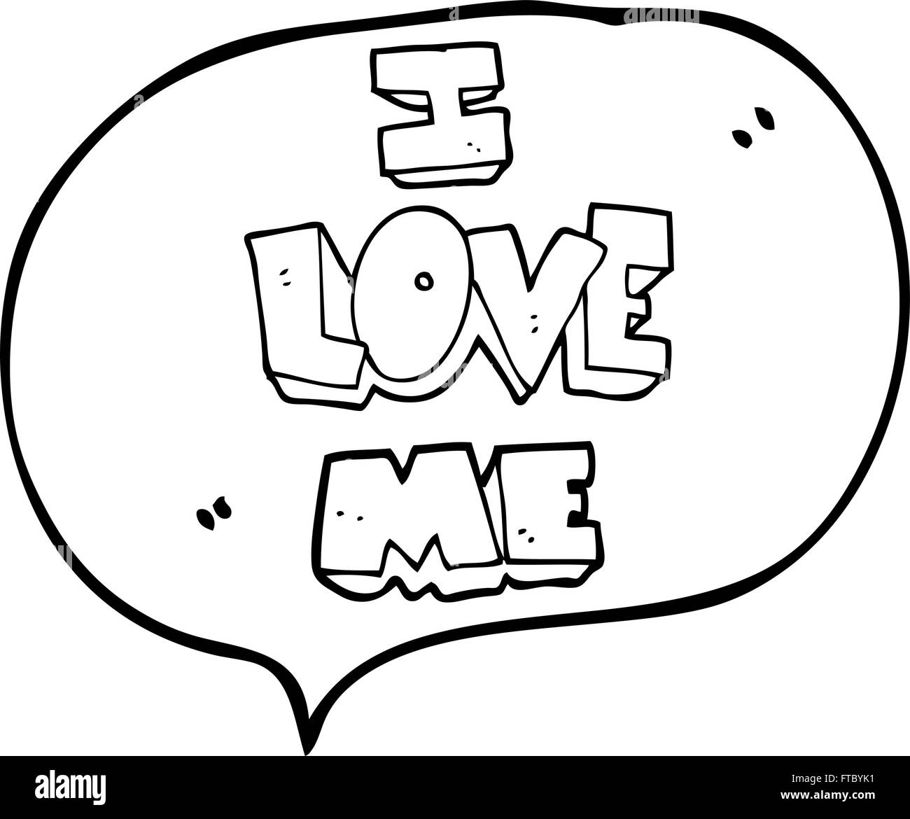 i love me freehand drawn speech bubble cartoon symbol Stock Vector ...