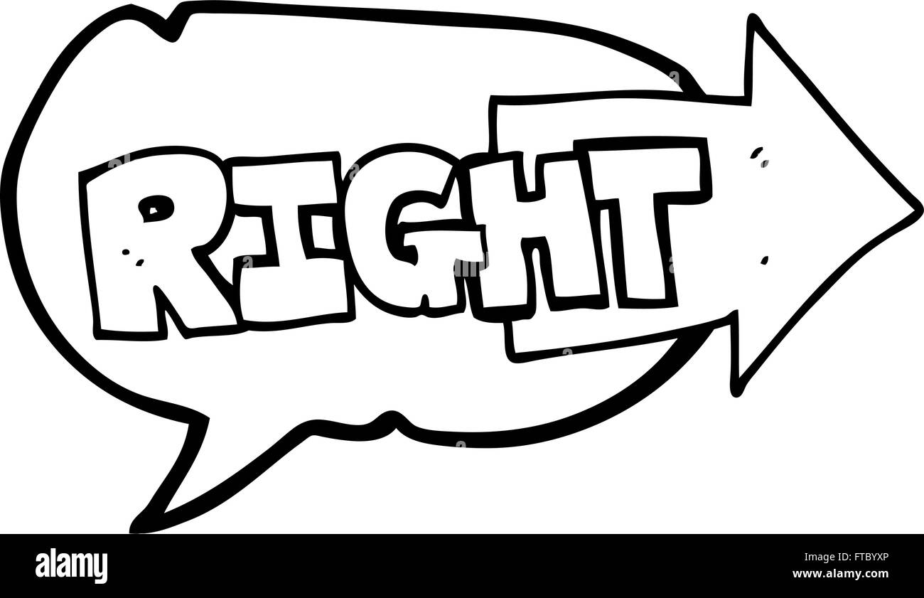 freehand drawn speech bubble cartoon right symbol pointing Stock Vector ...