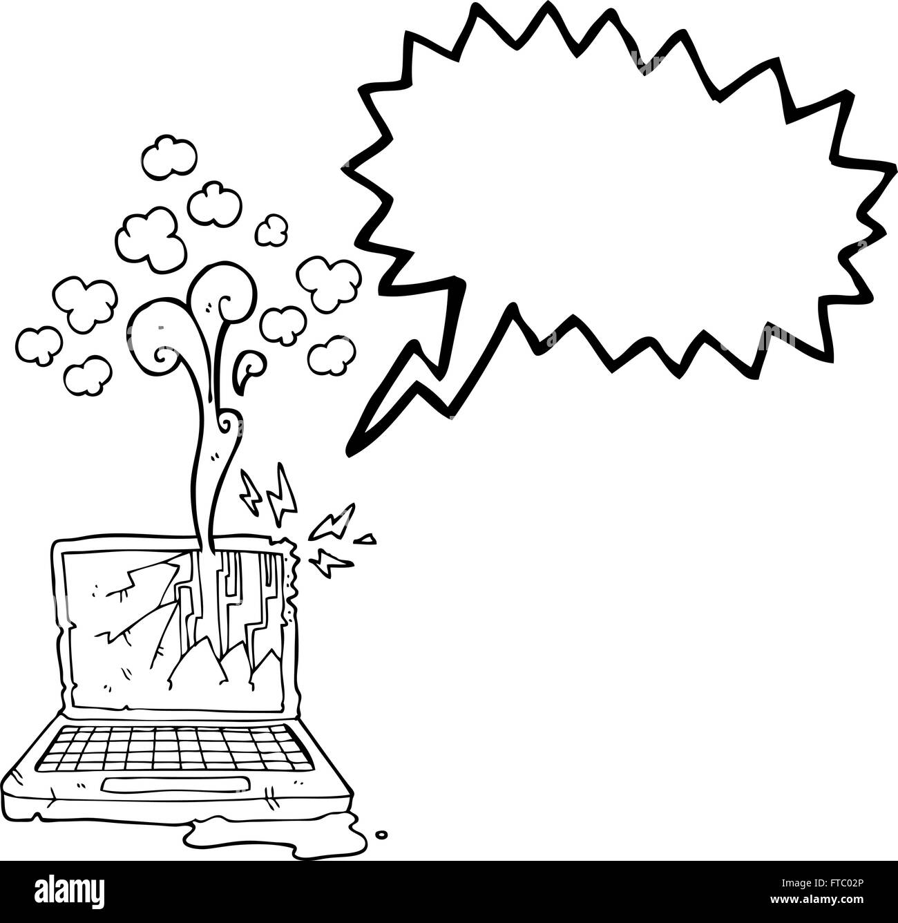 Broken cartoon laptop computer cartoon Black and White Stock Photos ...