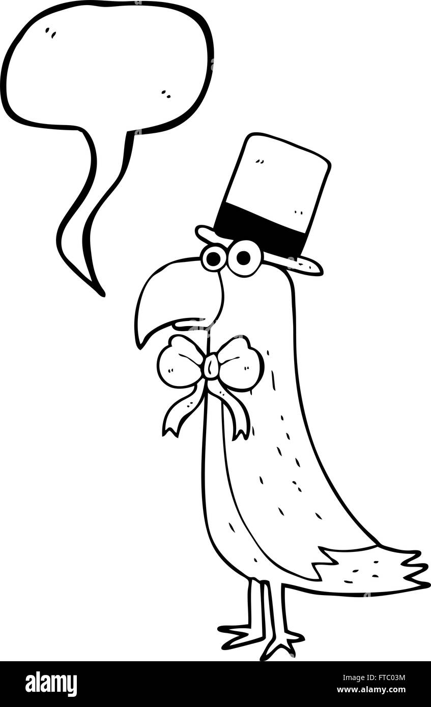 freehand drawn speech bubble cartoon posh parrot Stock Vector Image ...