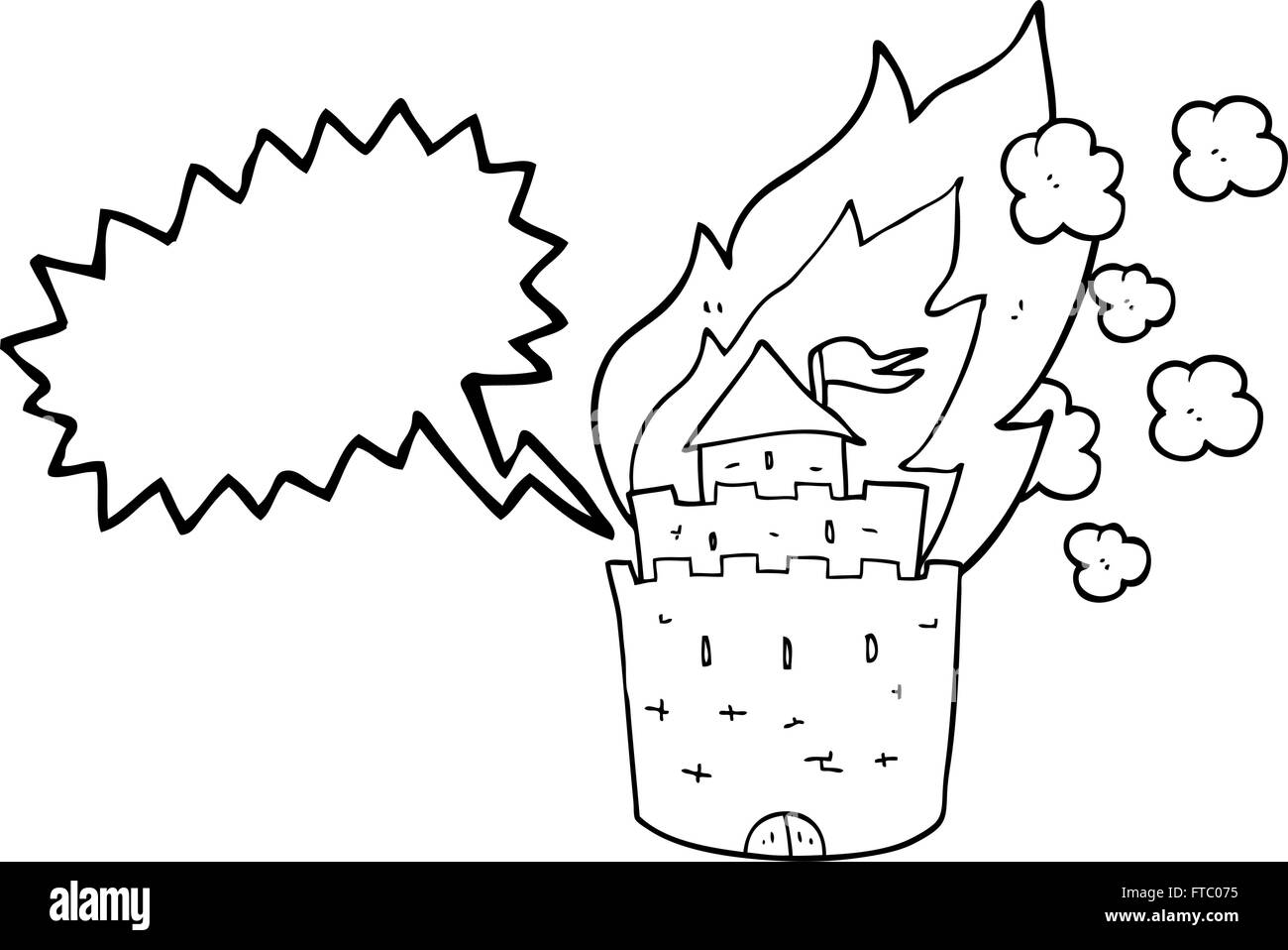 freehand drawn speech bubble cartoon burning castle Stock Vector Image ...