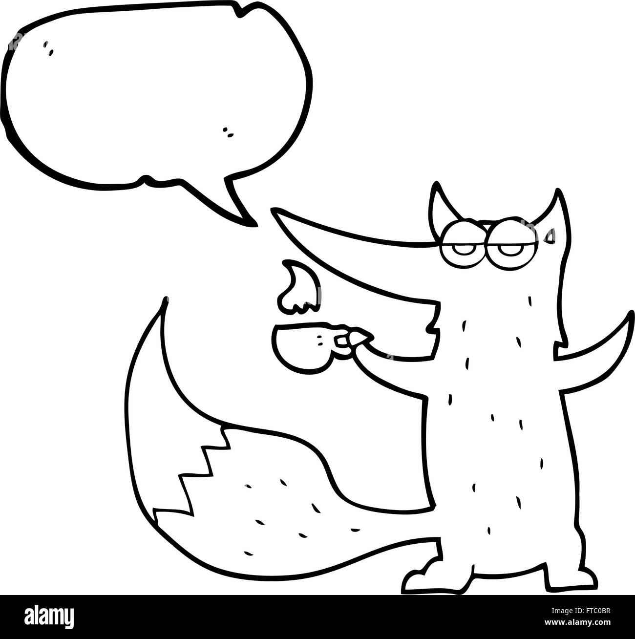 freehand drawn speech bubble cartoon wolf with coffee cup Stock Vector ...