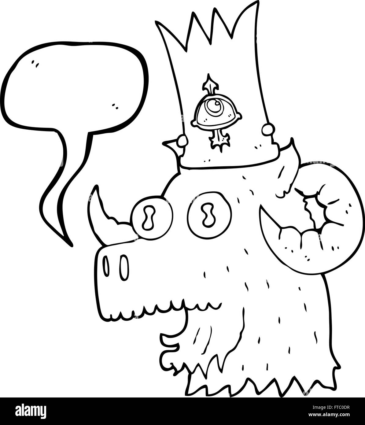 freehand drawn speech bubble cartoon ram head with magical crown Stock ...