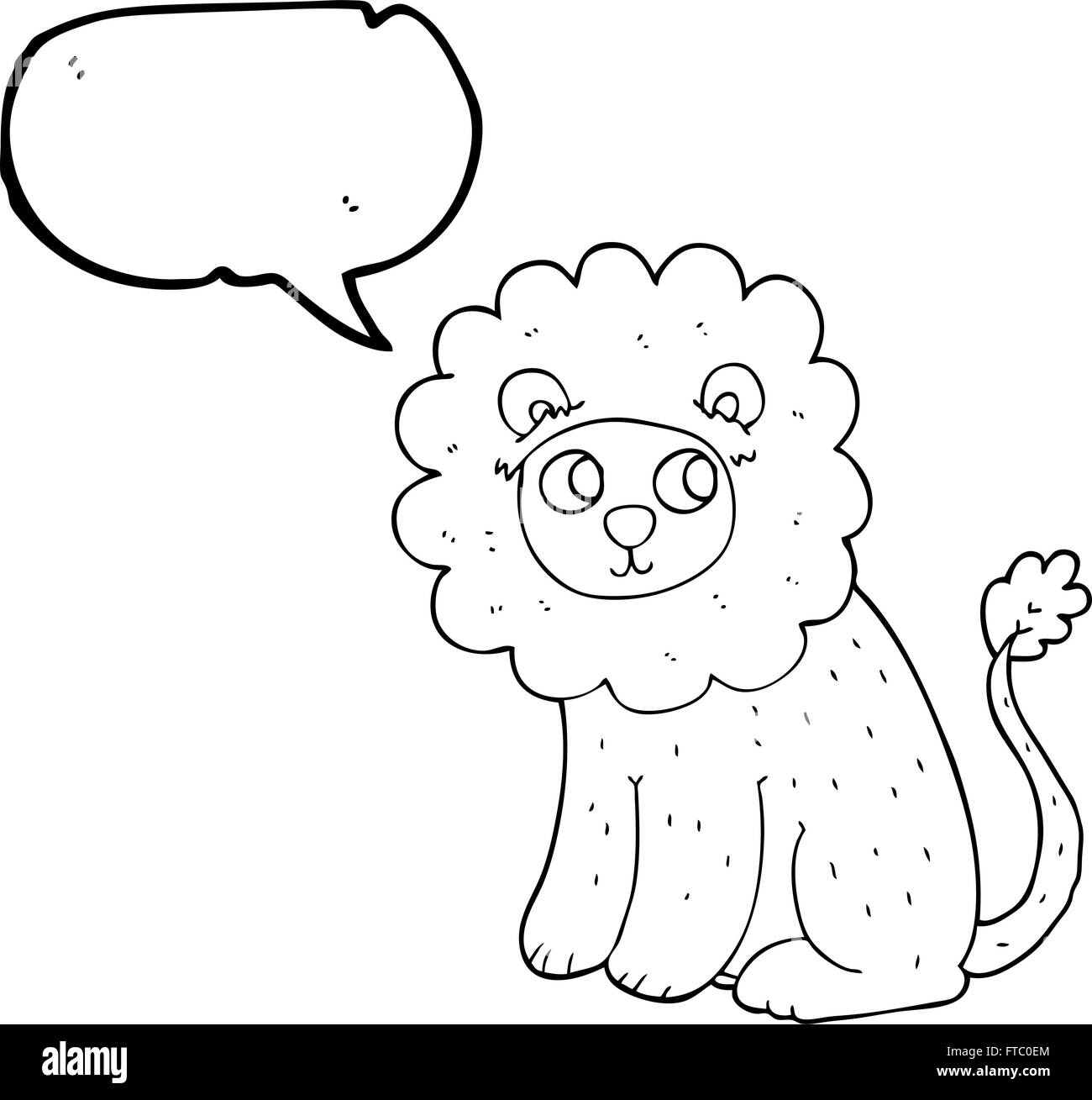 freehand drawn speech bubble cartoon cute lion Stock Vector Image & Art ...