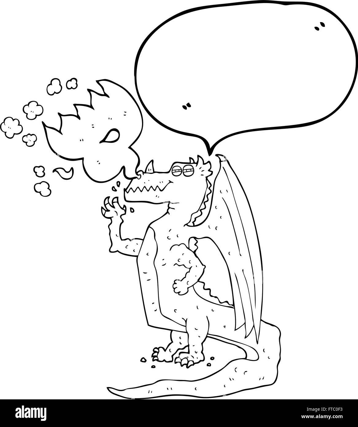 Clip art fire breathing dragon Black and White Stock Photos & Images ...