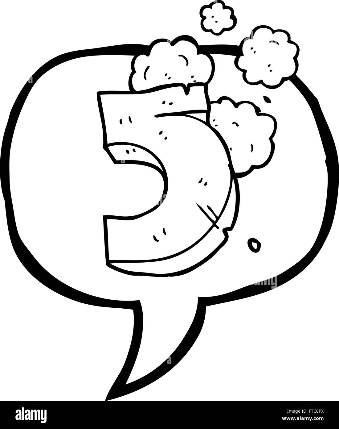 freehand drawn speech bubble cartoon stone number five Stock Vector ...