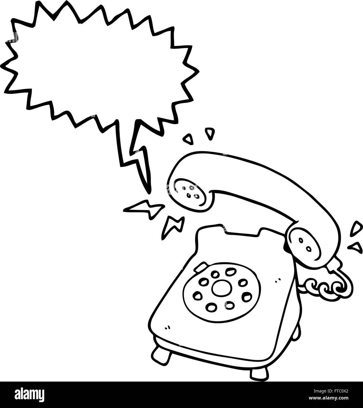 freehand drawn speech bubble cartoon ringing telephone Stock Vector ...