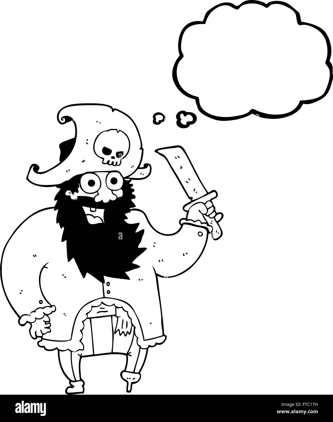 freehand drawn thought bubble cartoon pirate captain Stock Vector Image ...