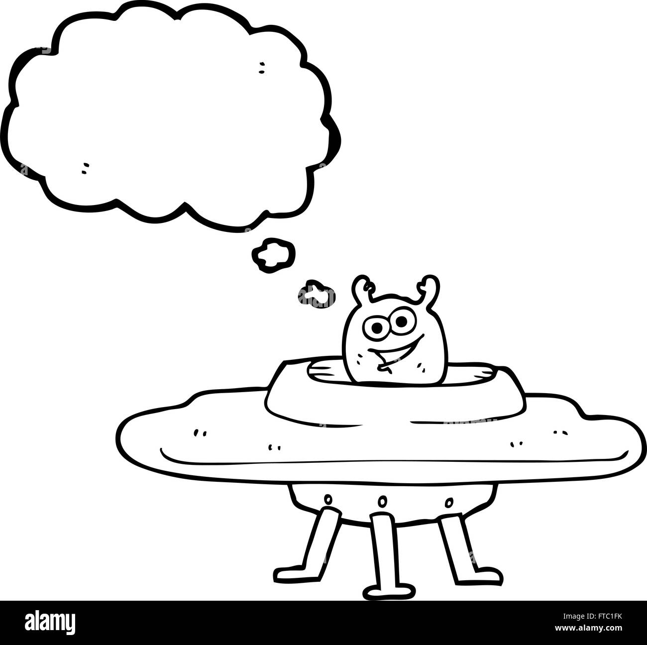 freehand drawn thought bubble cartoon spaceship Stock Vector Image & Art - Alamy