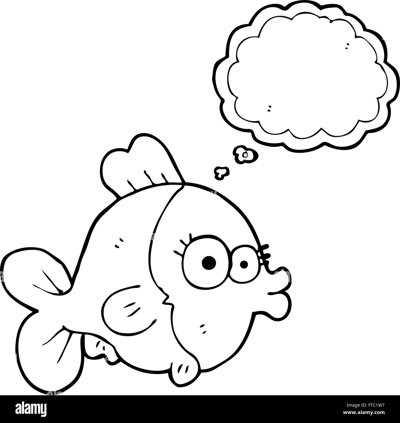 funny freehand drawn thought bubble cartoon fish Stock Vector Image ...