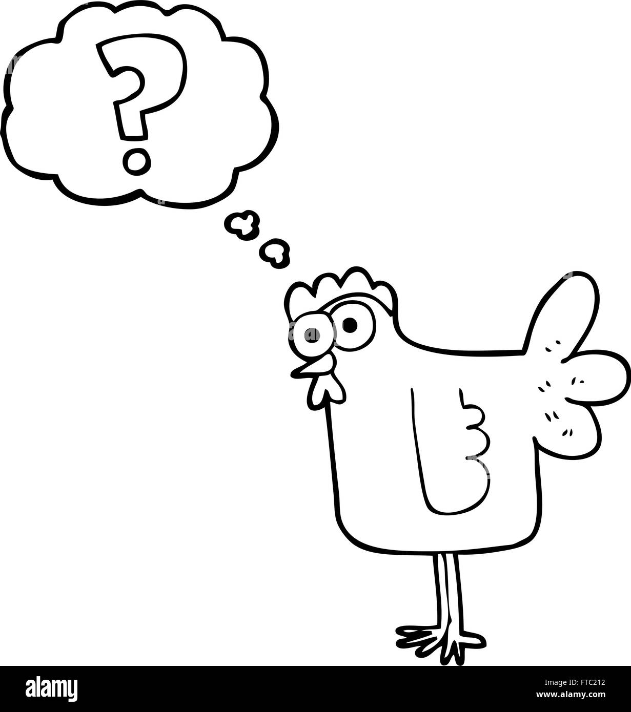 freehand drawn thought bubble cartoon confused chicken Stock Vector ...