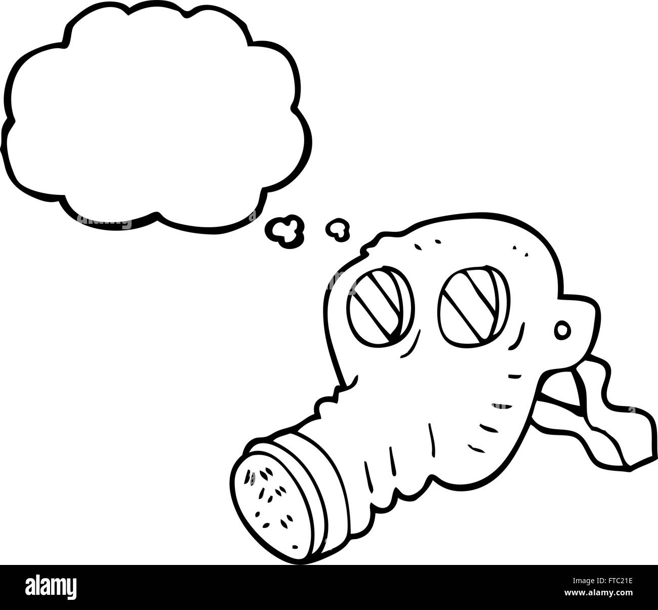 freehand drawn thought bubble cartoon gas mask Stock Vector Image & Art ...