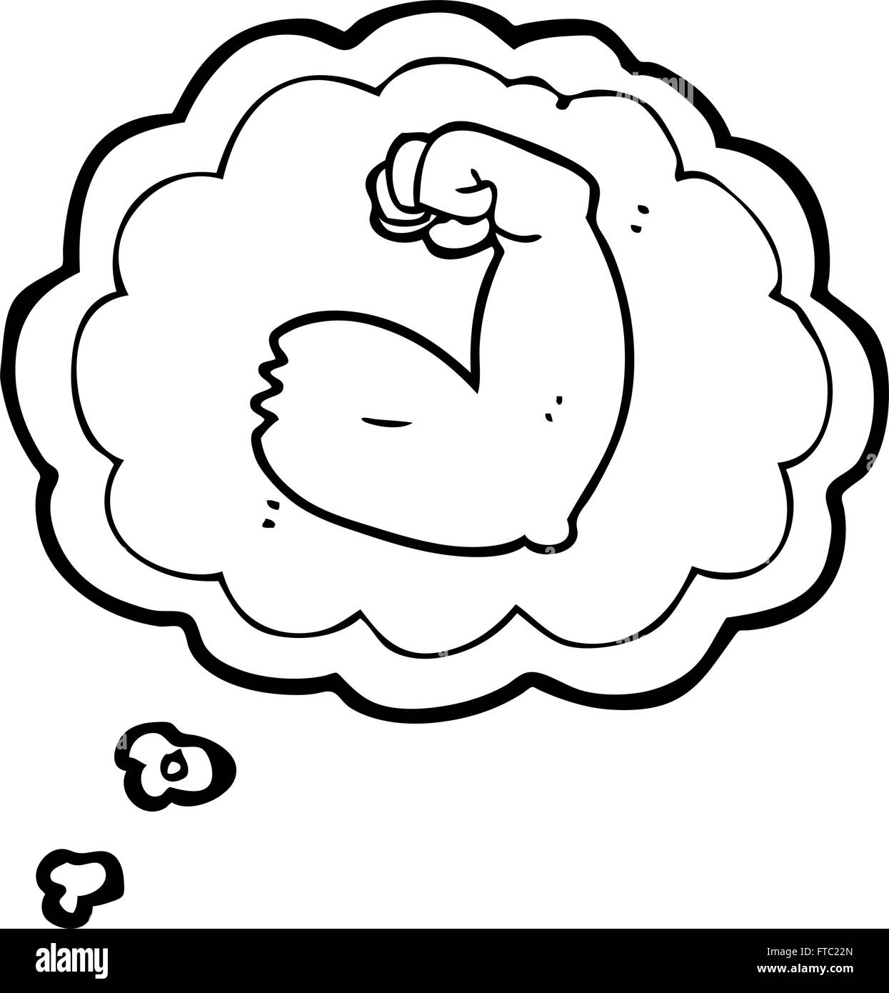 freehand drawn thought bubble cartoon strong arm flexing bicep Stock ...