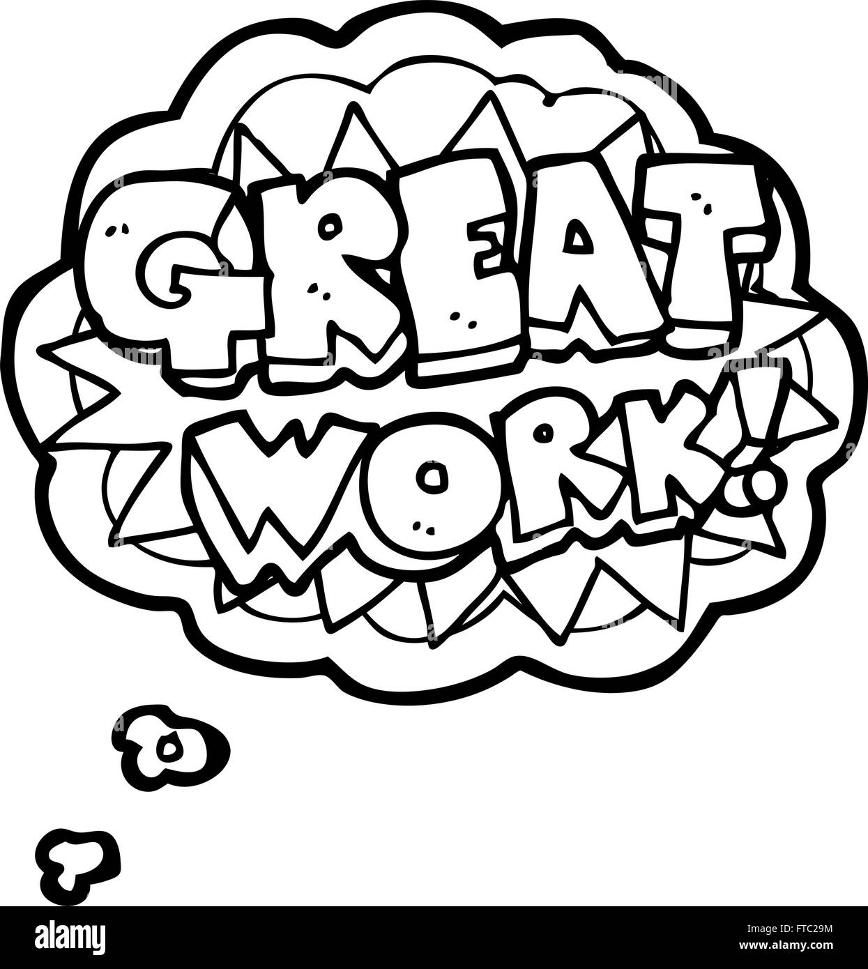 freehand drawn thought bubble cartoon great work symbol Stock Vector ...