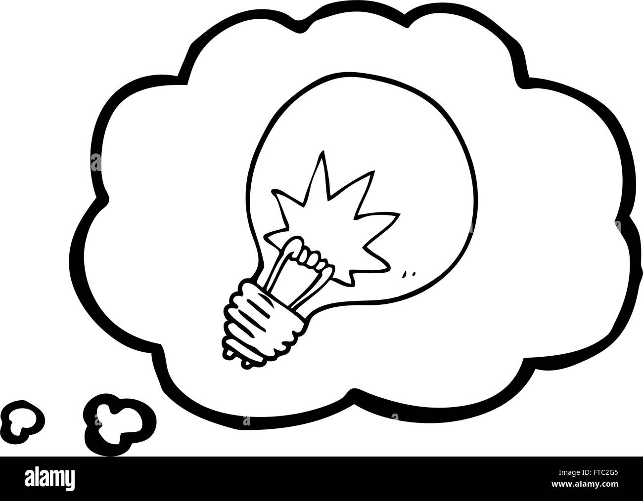 freehand drawn thought bubble cartoon light bulb Stock Vector Image & Art - Alamy