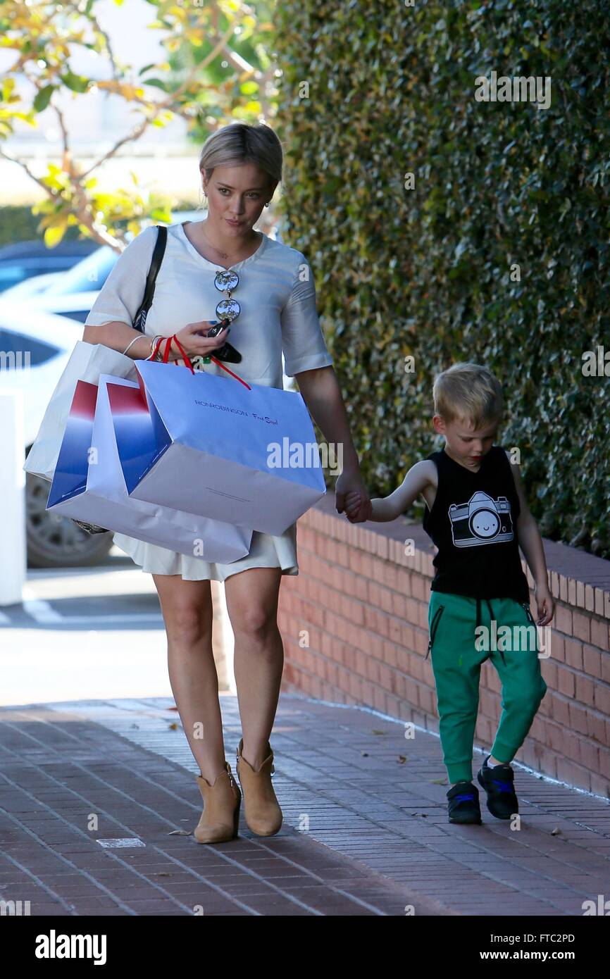 Hilary Duff seen shopping at Fred Segal with her son Luca Featuring ...