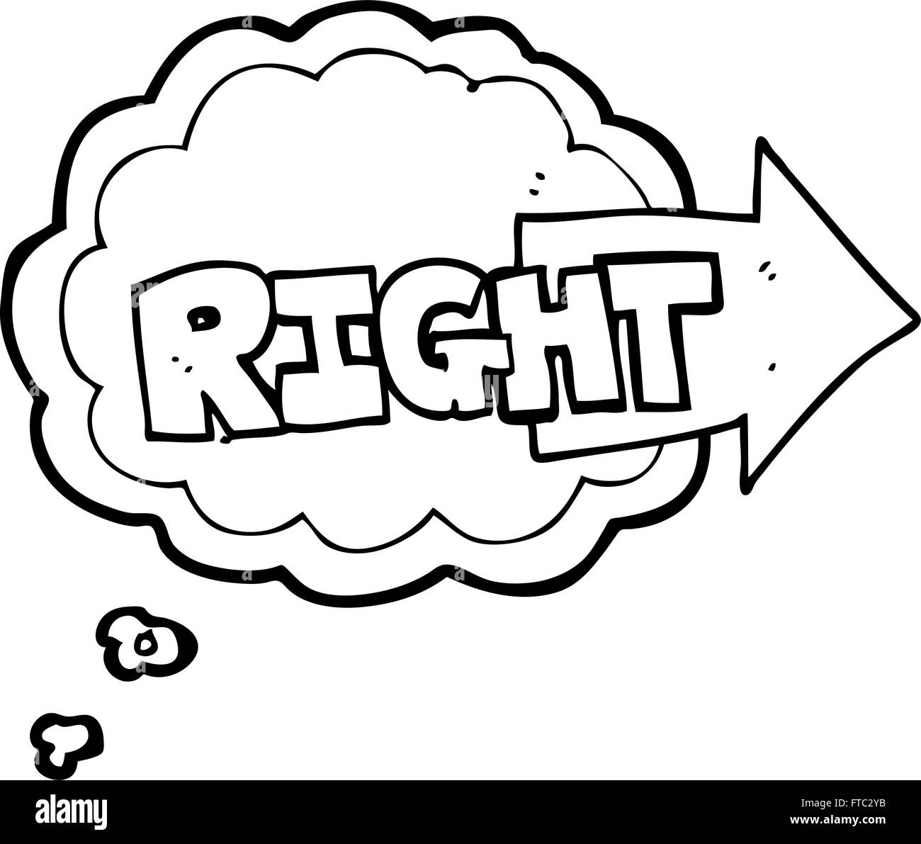 freehand drawn thought bubble cartoon right symbol pointing Stock ...