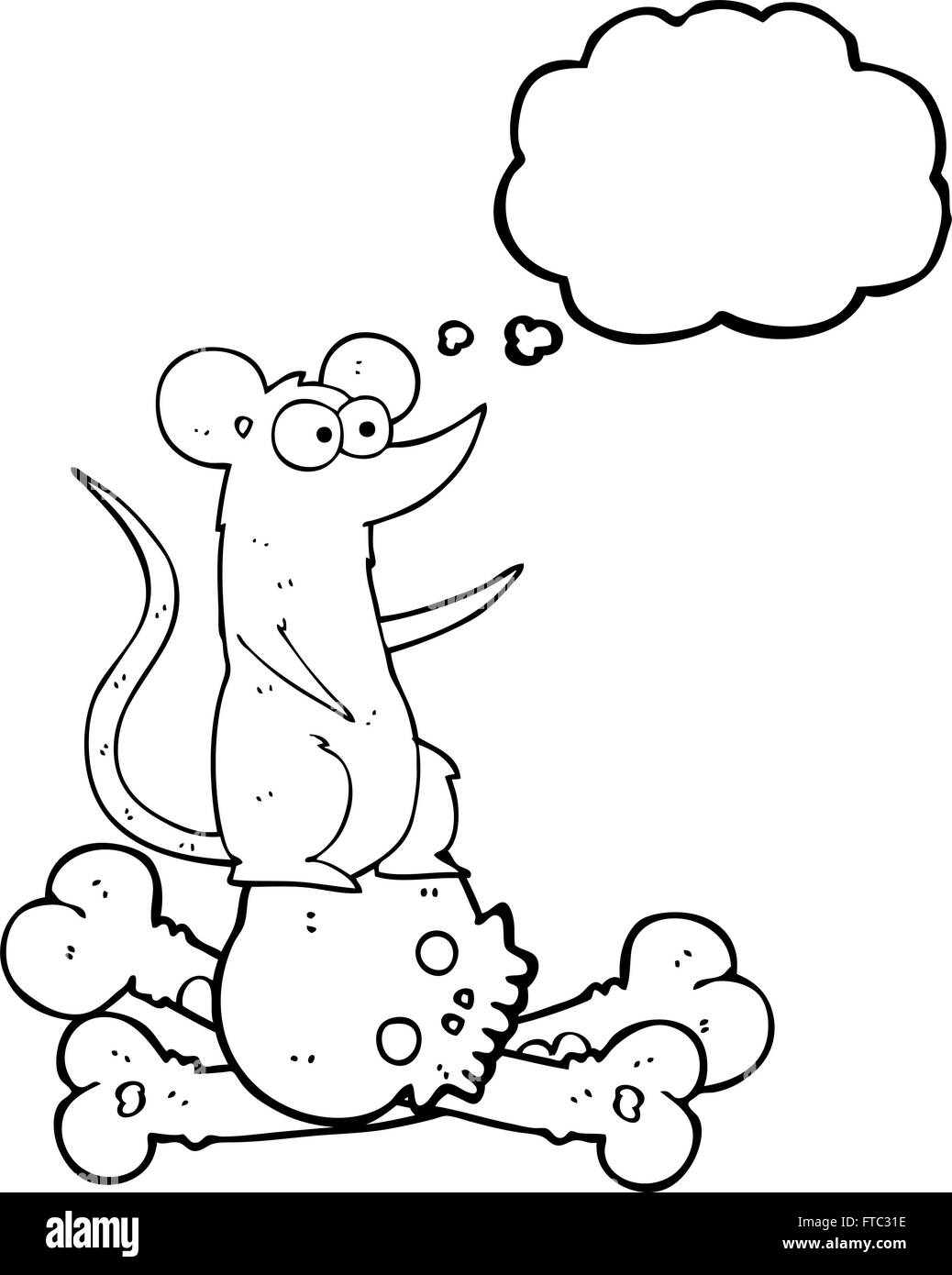 freehand drawn thought bubble cartoon rat on bones Stock Vector Image ...