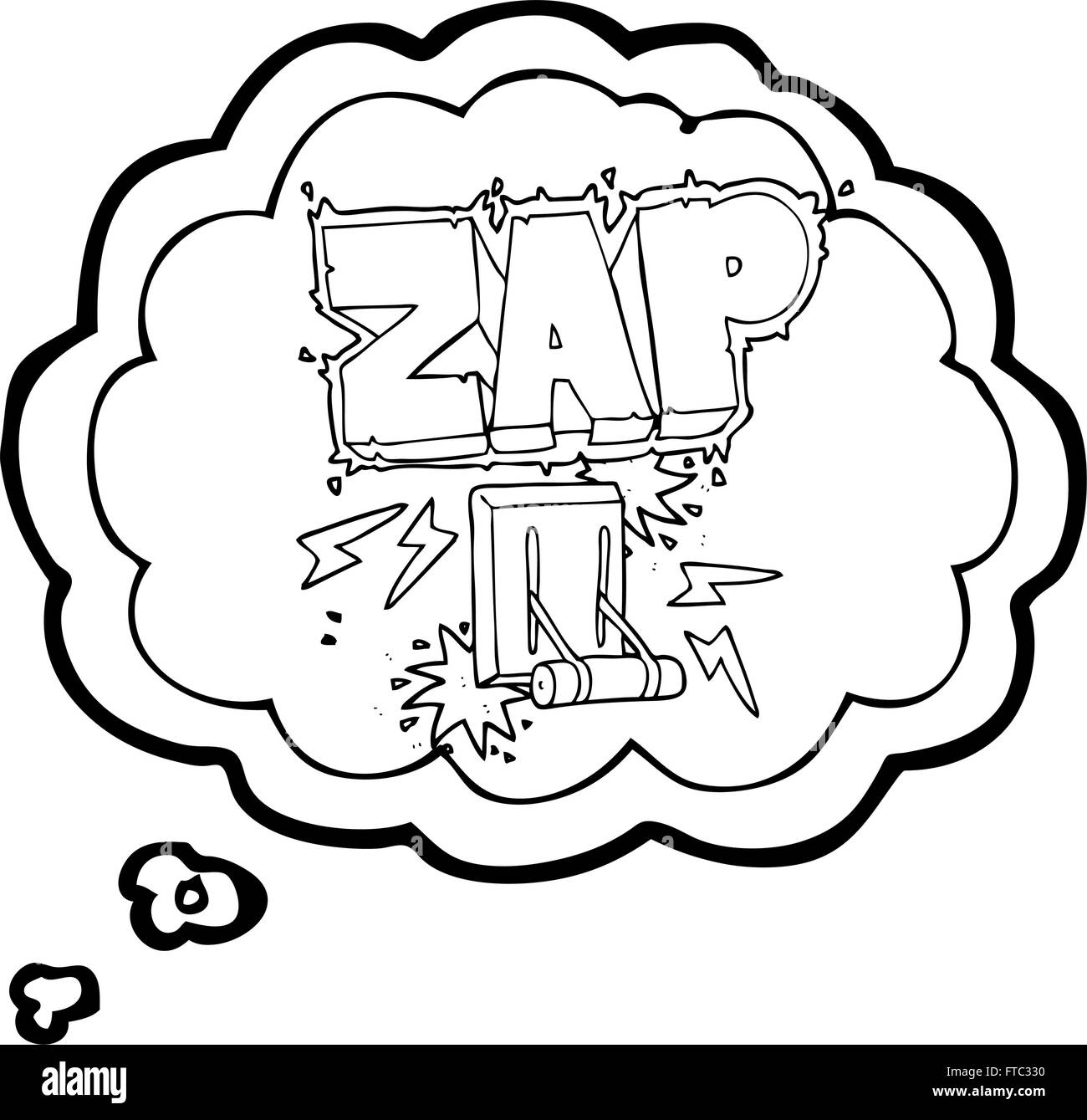 freehand drawn thought bubble cartoon electrical switch zapping Stock ...