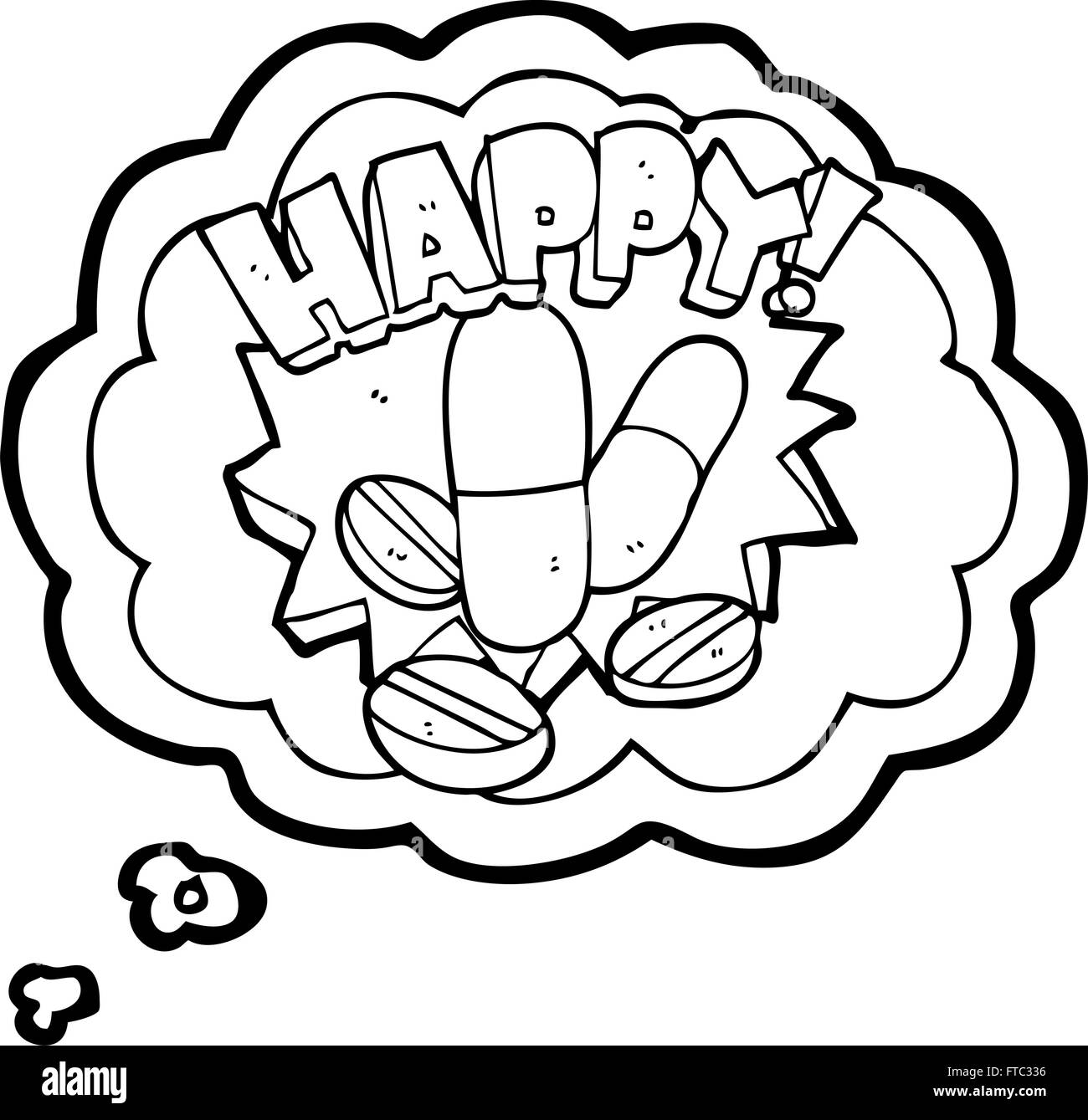 freehand drawn thought bubble cartoon happy pills Stock Vector Image ...