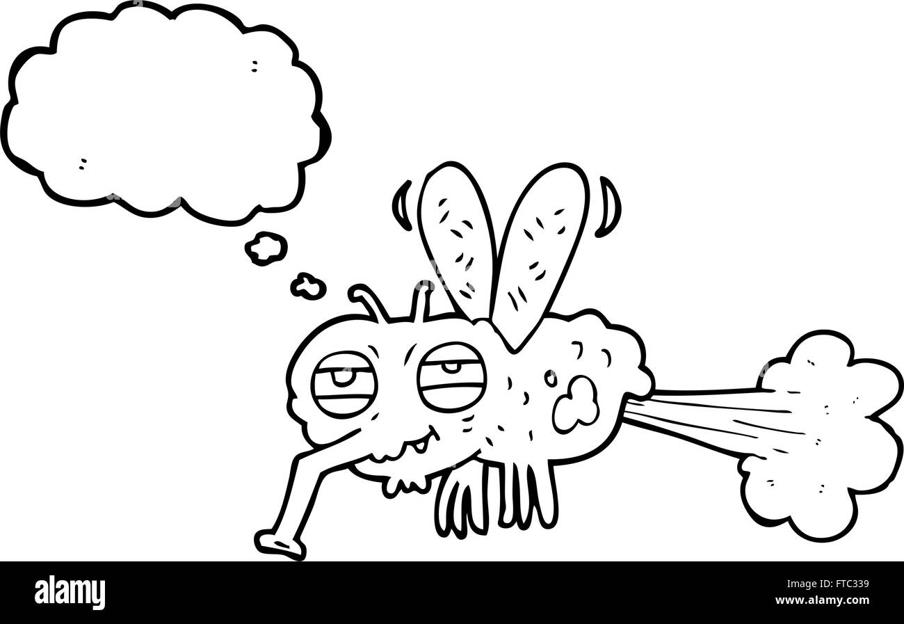 freehand drawn thought bubble cartoon gross farting fly Stock Vector ...