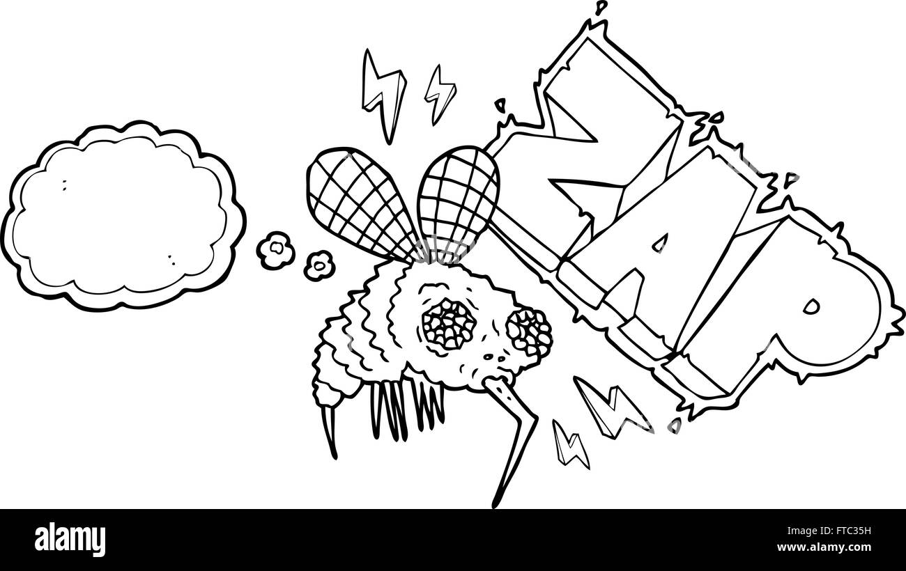 freehand drawn thought bubble cartoon fly zapped Stock Vector Image ...