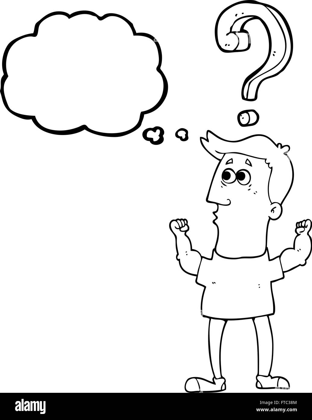 freehand drawn thought bubble cartoon man with question Stock Vector ...