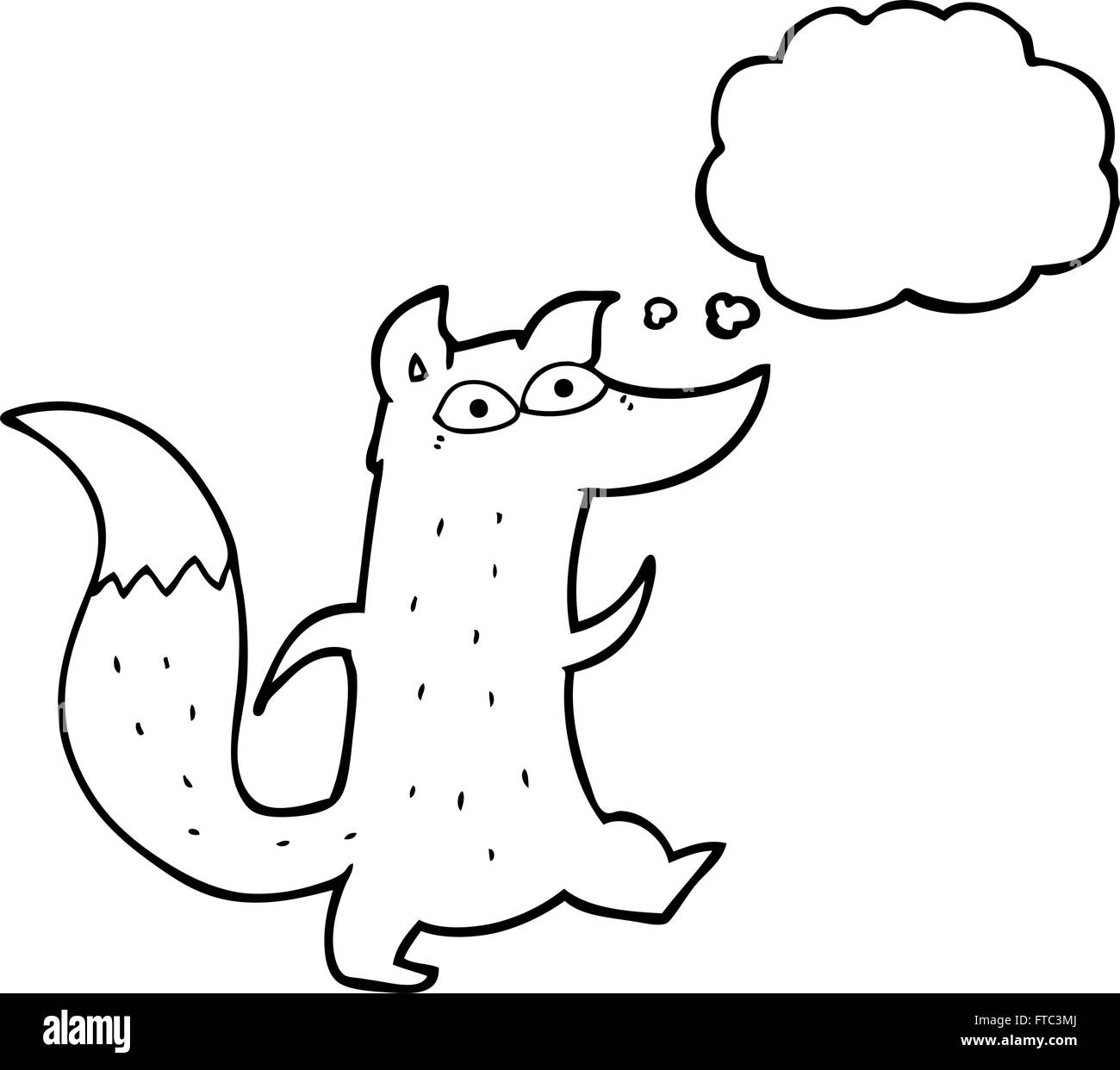 freehand drawn thought bubble cartoon cute wolf Stock Vector Image ...