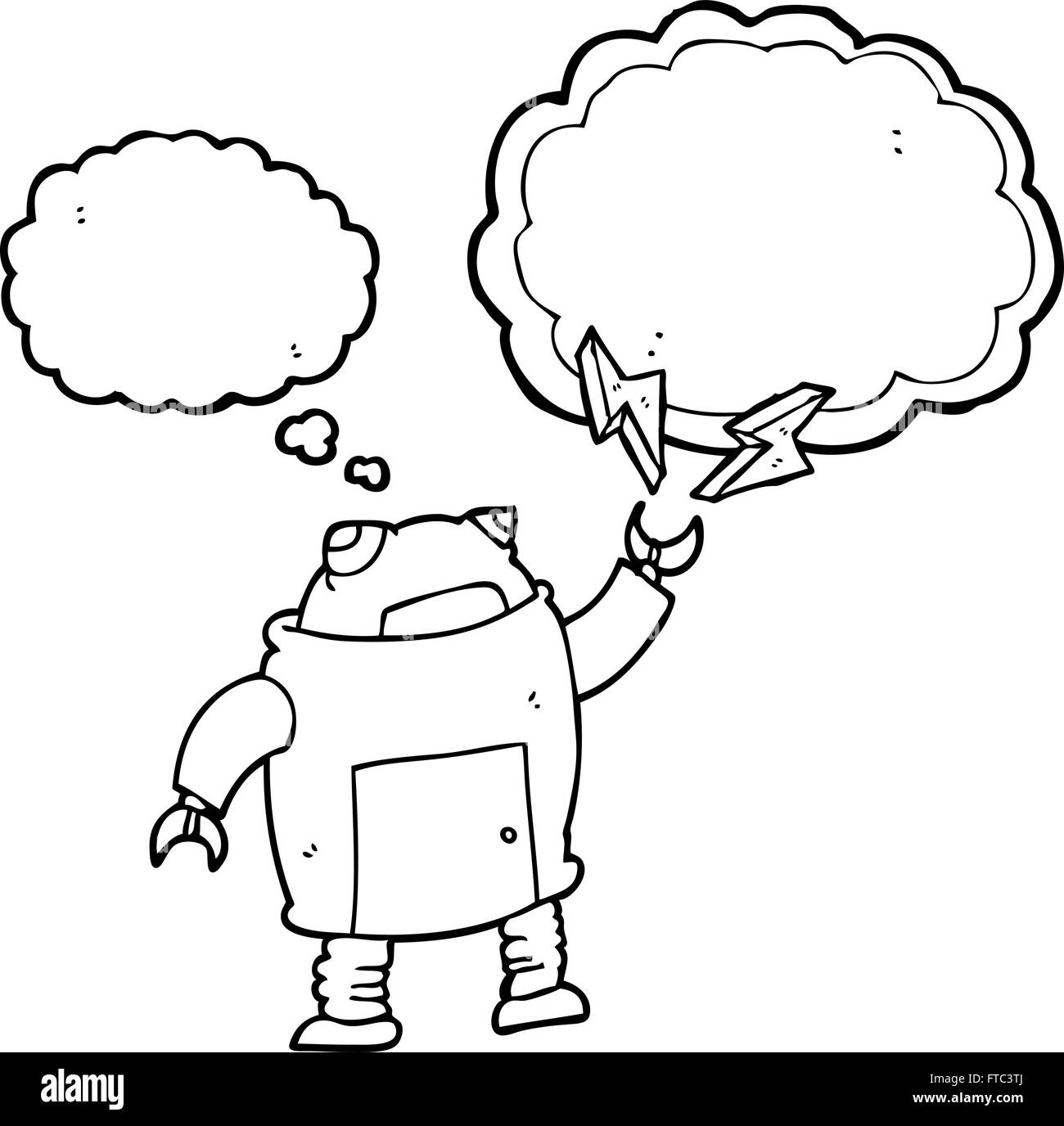 freehand drawn thought bubble cartoon robot Stock Vector Image & Art ...