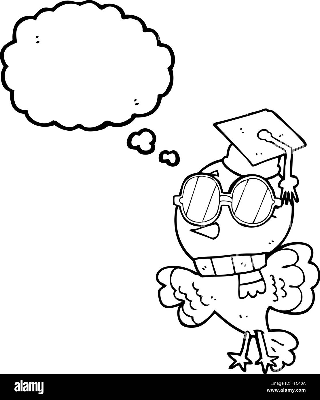 cute freehand drawn thought bubble cartoon well educated bird Stock ...