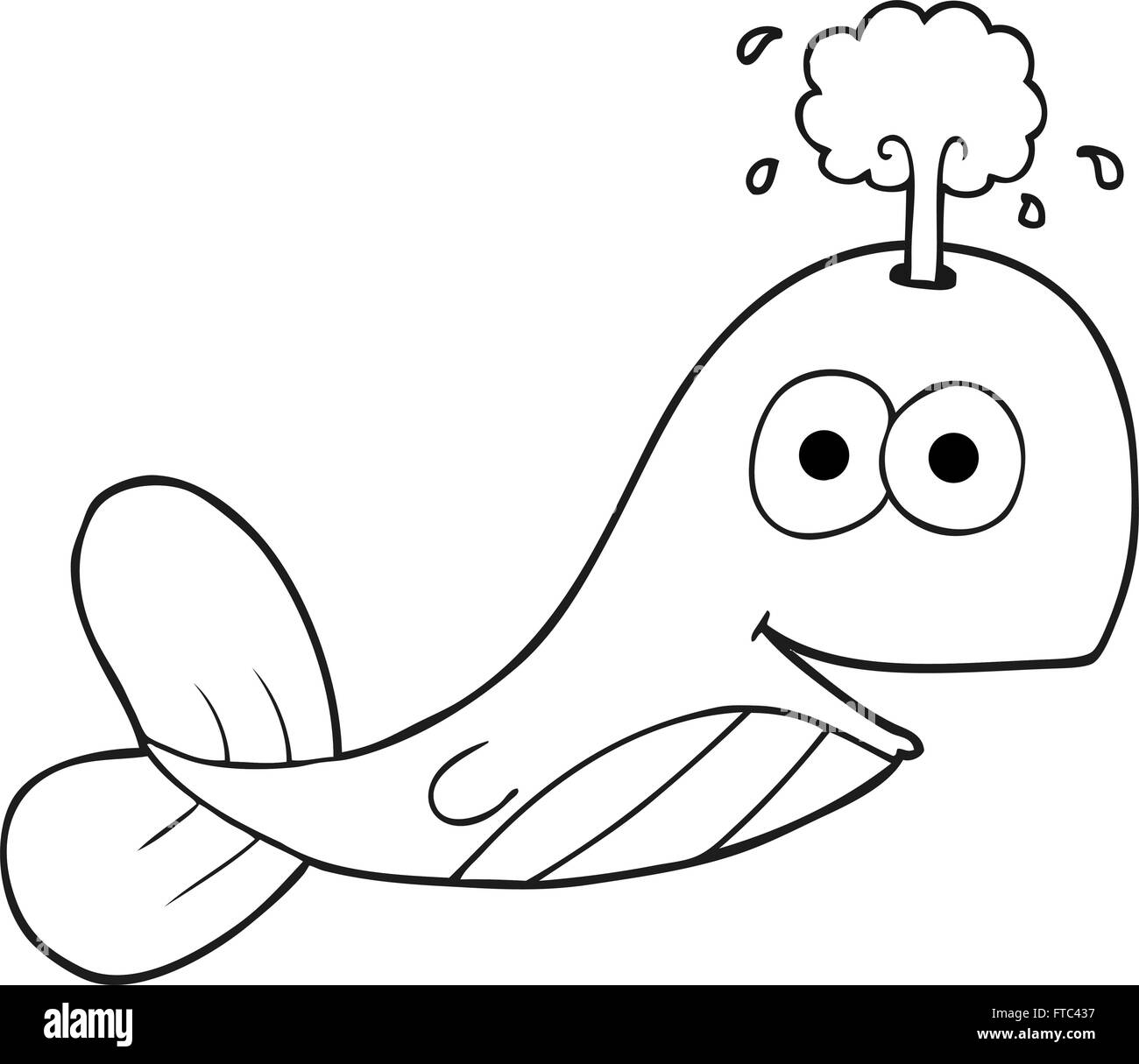 freehand drawn black and white cartoon whale Stock Vector Image & Art ...