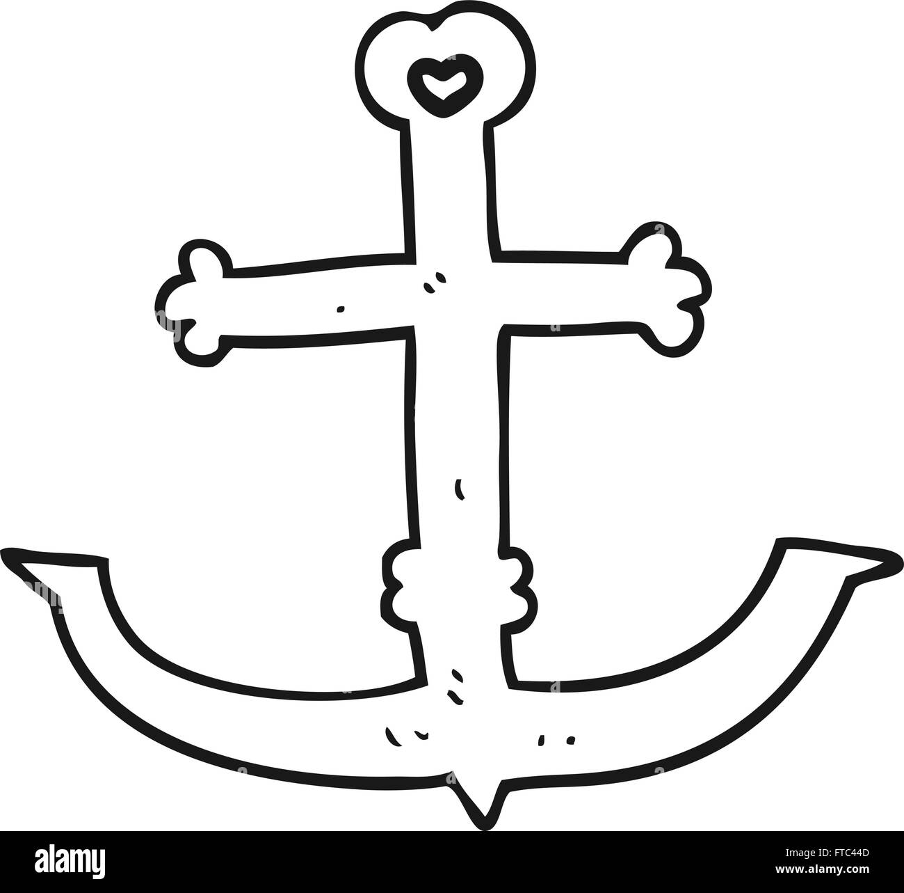 freehand drawn black and white cartoon anchor Stock Vector Image & Art ...