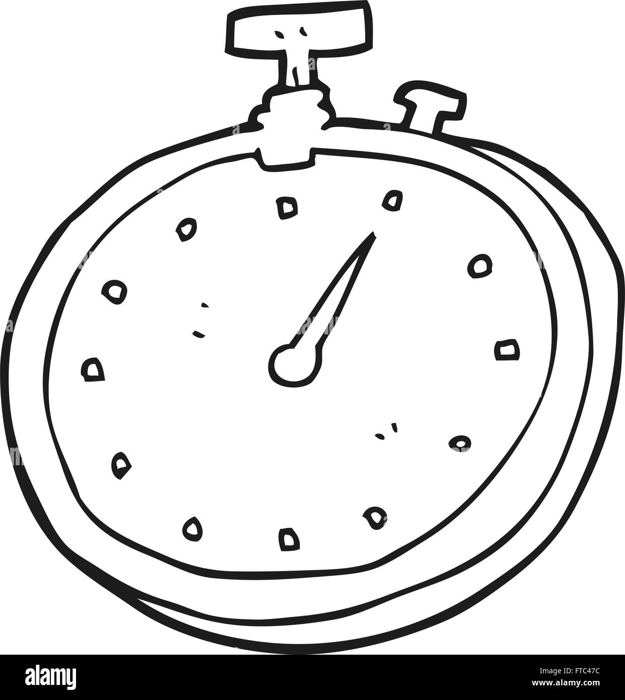 freehand drawn black and white cartoon stopwatch Stock Vector Image ...