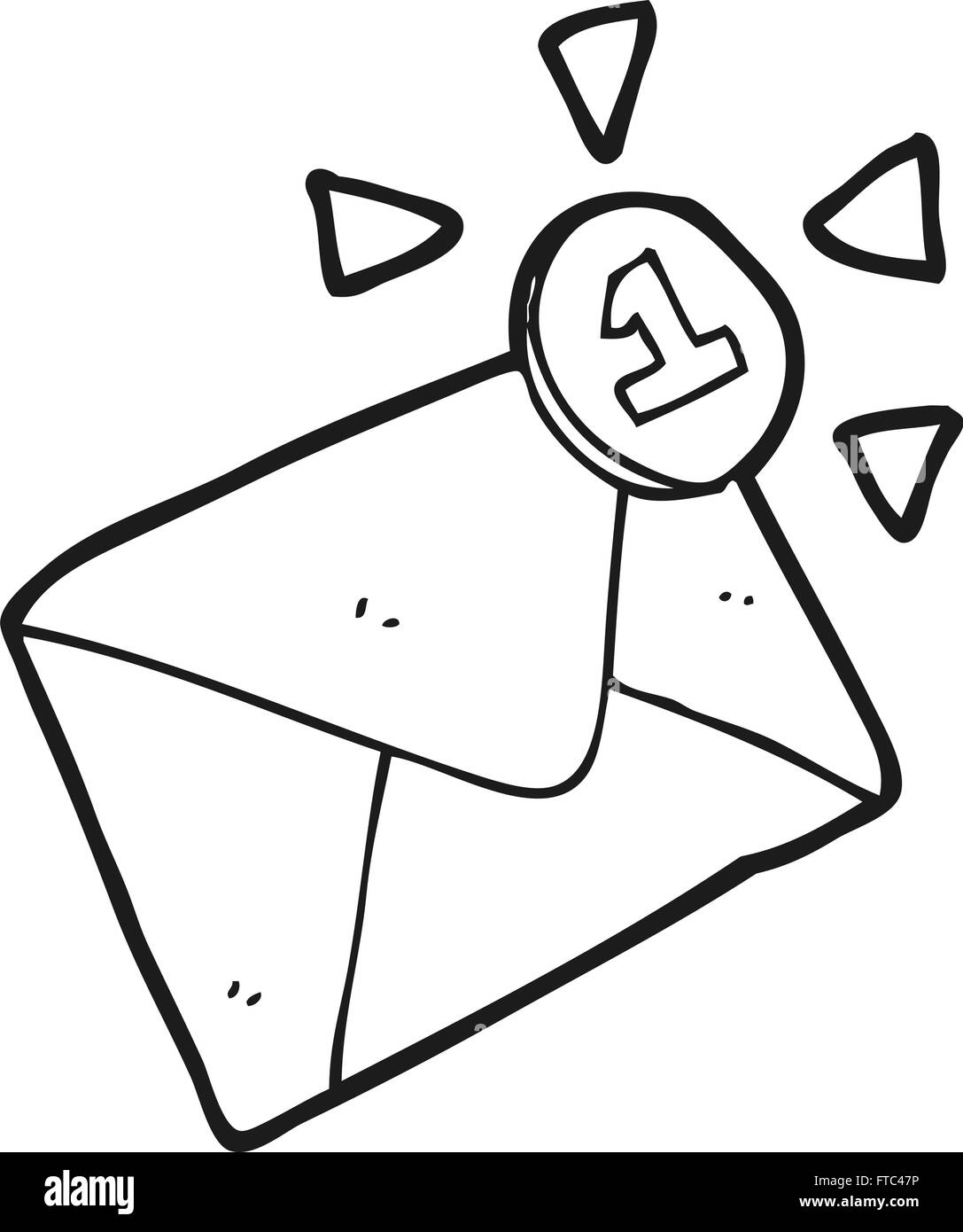freehand drawn black and white cartoon email message Stock Vector Image ...