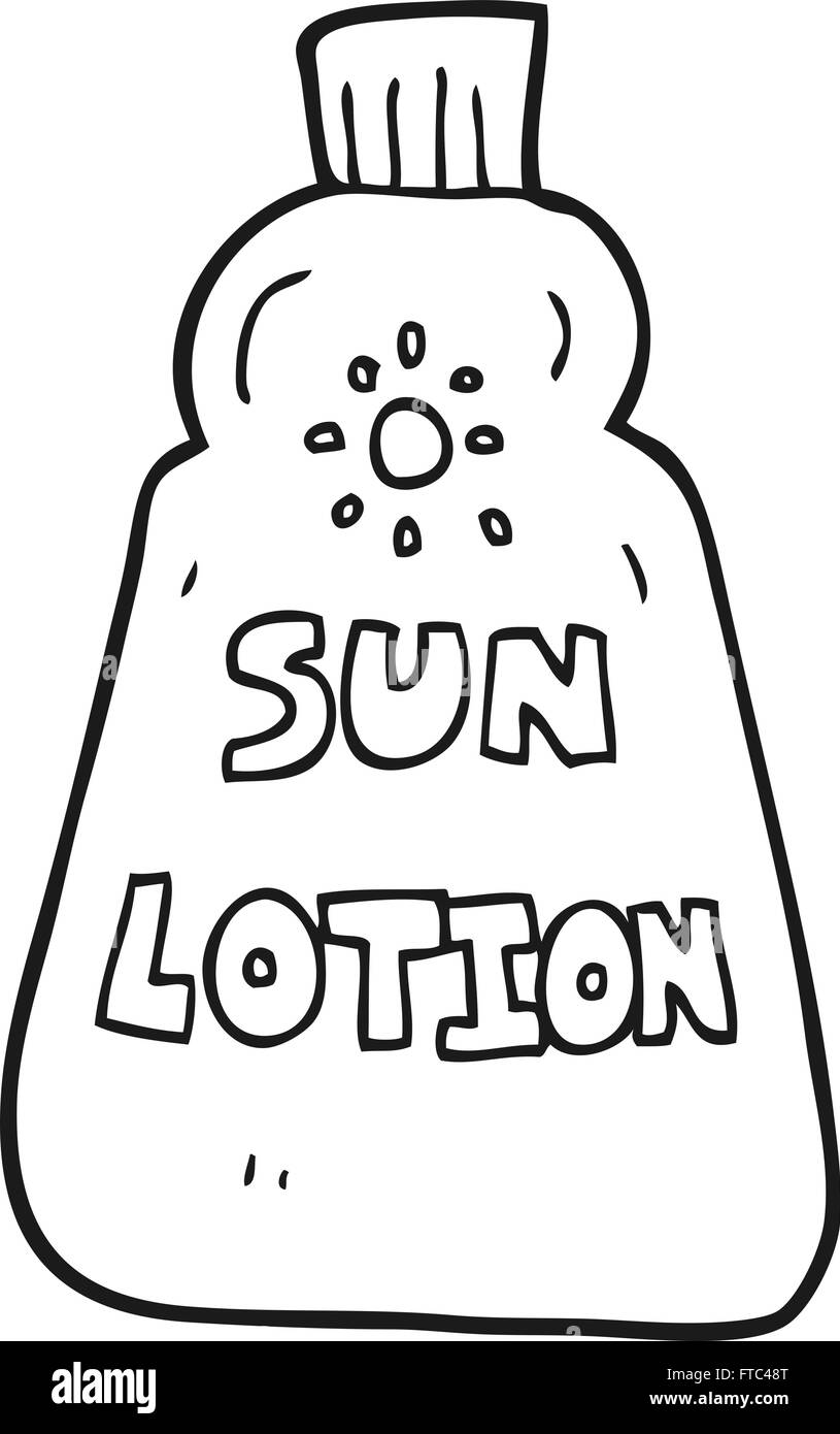 freehand drawn black and white cartoon sun lotion Stock Vector Image ...